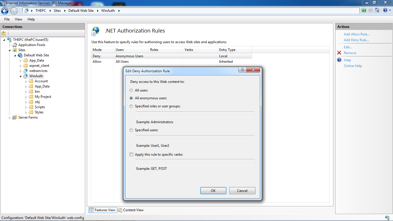 How To Deny Anonymous Users Access As A Step Of Windows Authentication In Aspnet Tutorial