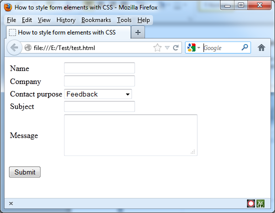 How To Style Form Elements With Css Tutorial Example December 2019 Howtoaspnet